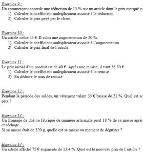Mathématiques: Exercices corrigé sur les pourcentages